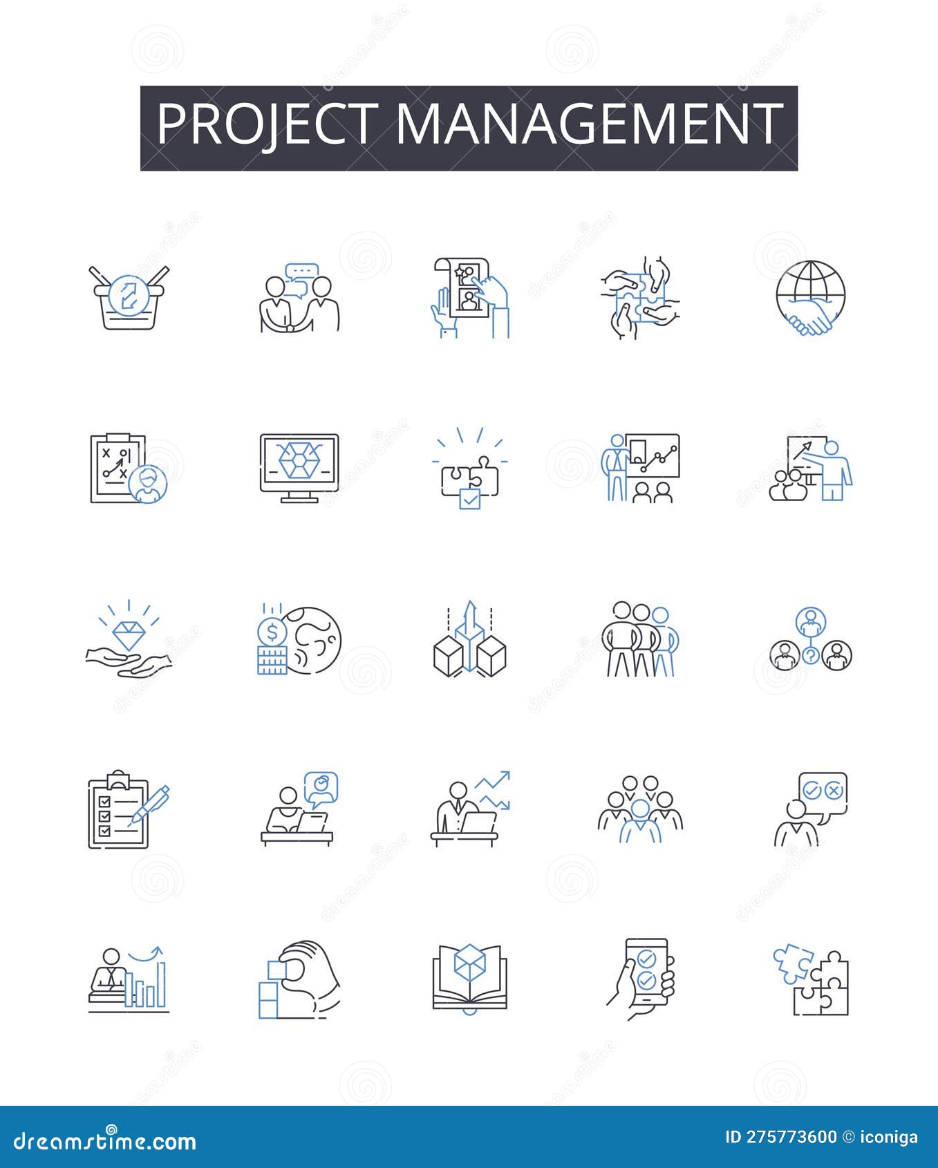 Project Management Line Icons Collection. Time Management, Resource ... Project Management Line Icons Collection. Time Management, Resource ...