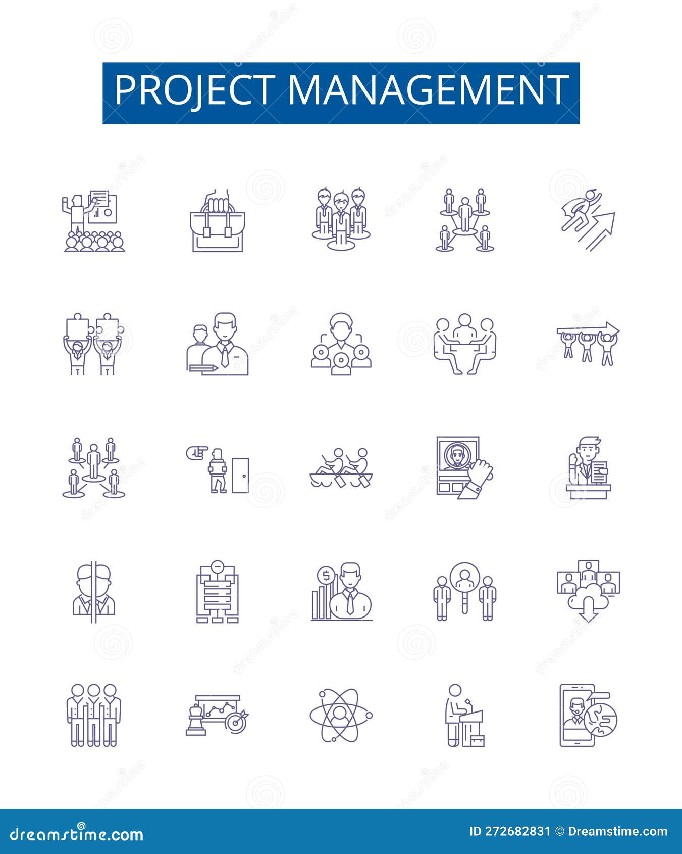 Project Management Line Icons Signs Set. Design Collection of Project ...