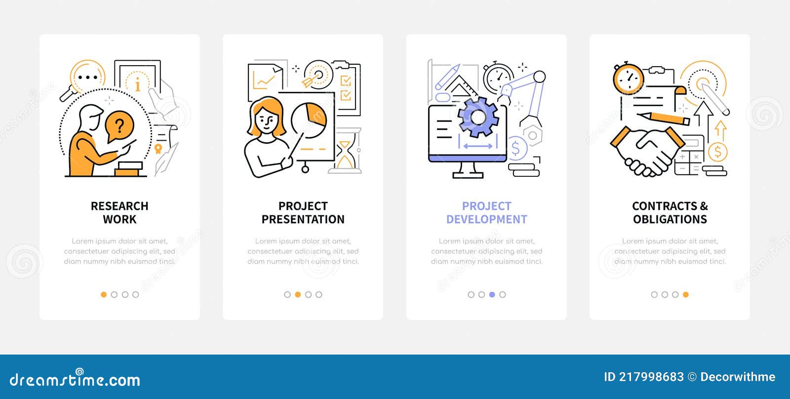 Project Management - Modern Line Design Style Web Banners Stock Vector ...