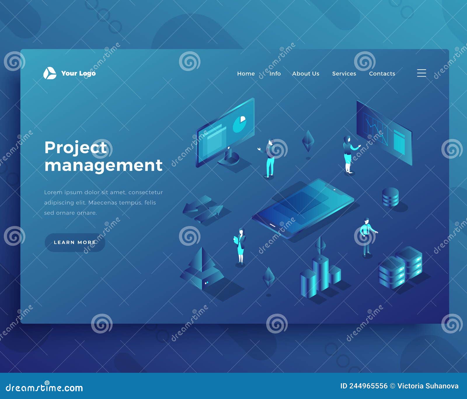 Project Management Office People Characters and Interact with Dashboard ...