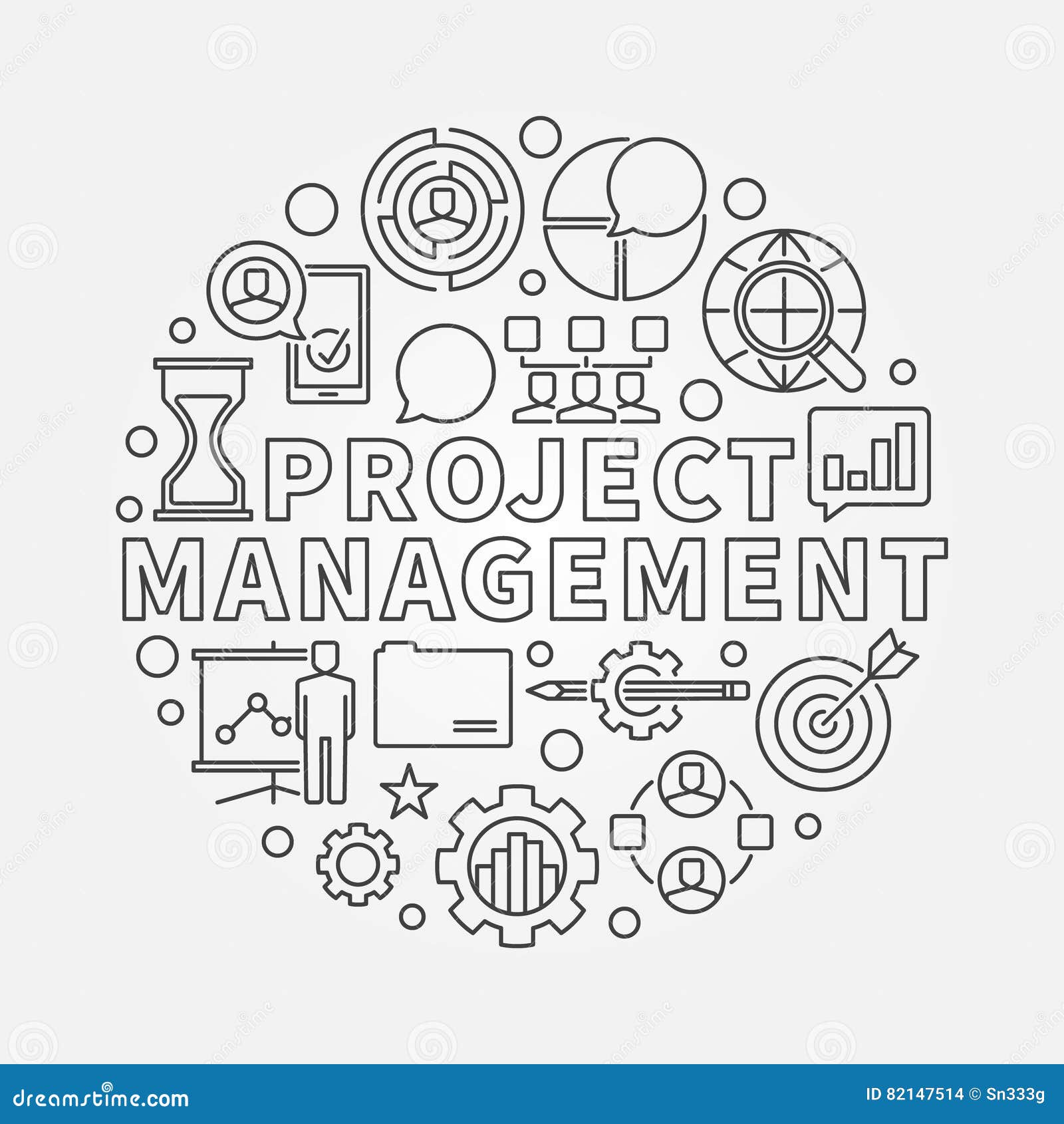 Project Management Round Illustration Stock Vector - Illustration of ...