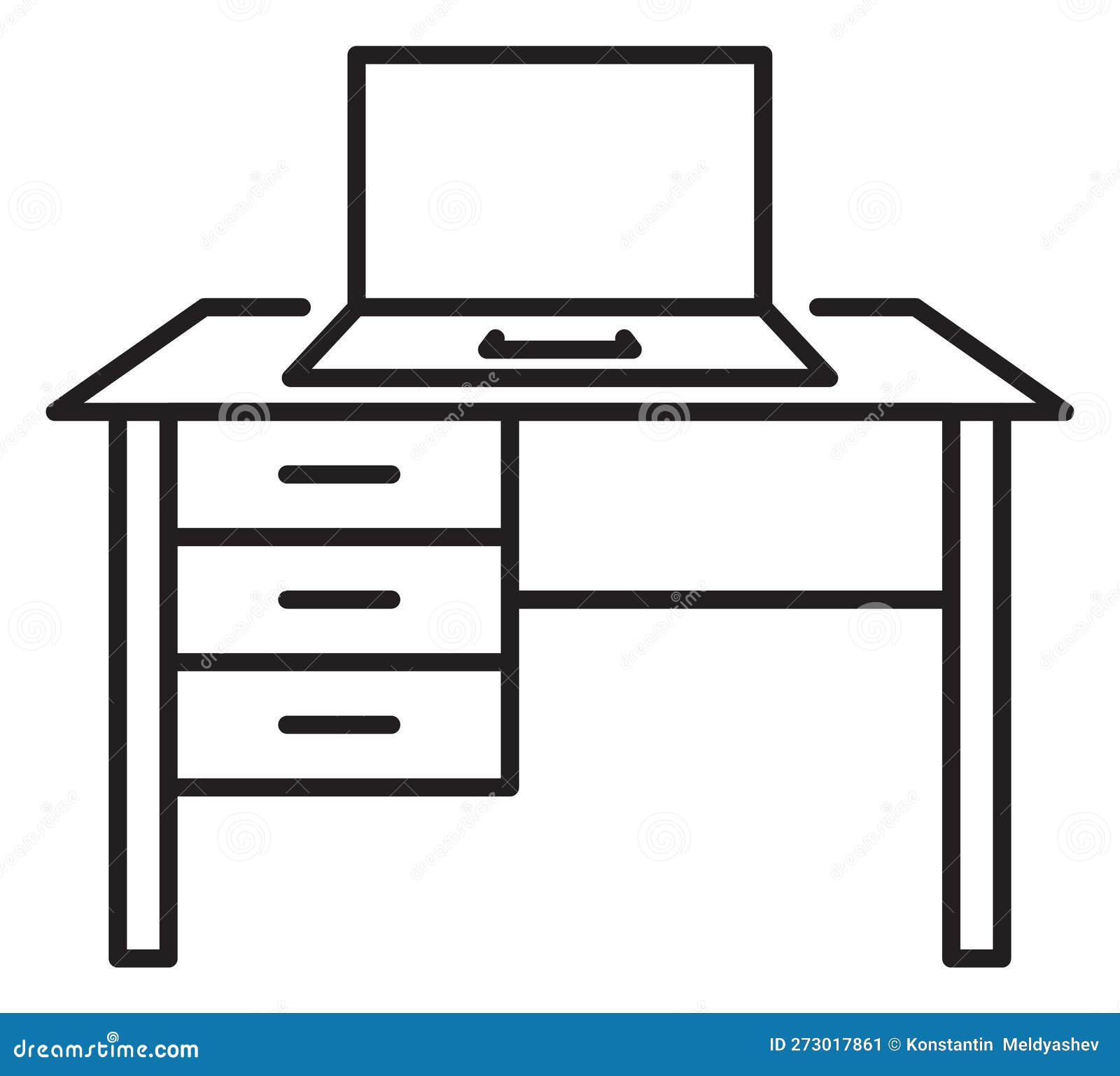 Project Management Table, Laptop, Workplace Vector Icon Illustration ...