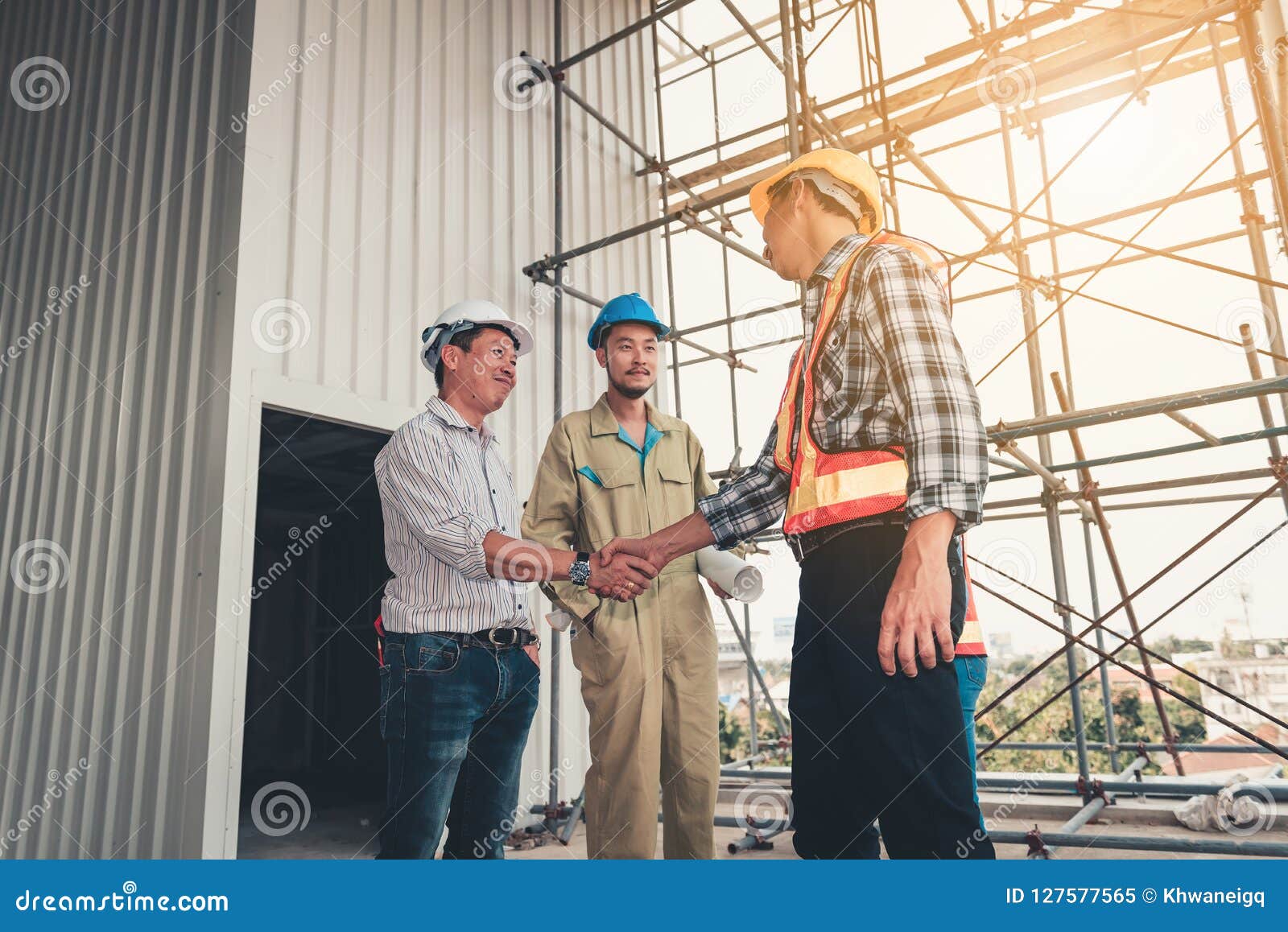 Project Management Team of Engineer and Architect are Handshake Stock ...