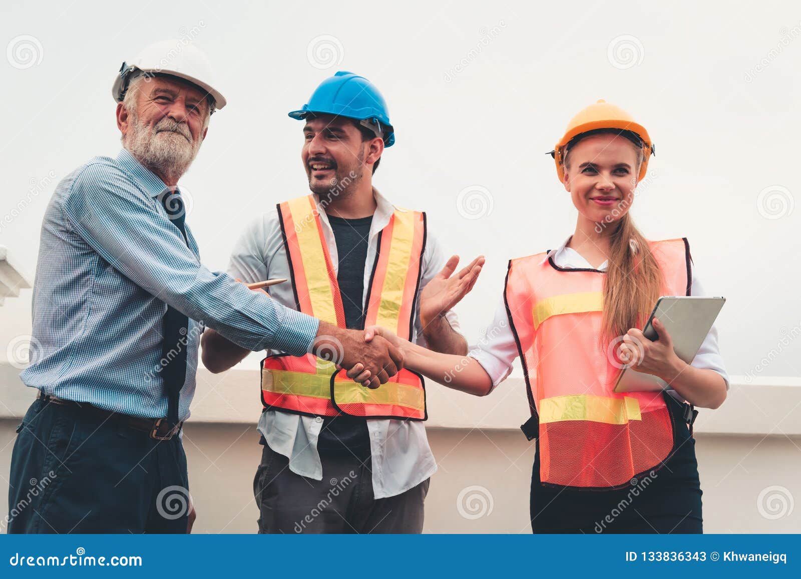 Project Management Team of Engineers and Architect are Handshake Stock ...