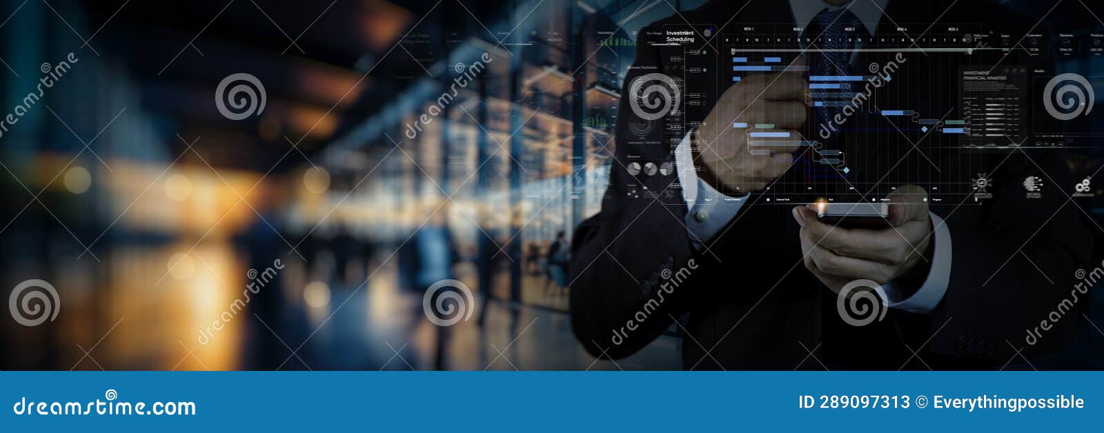 Project Management Updating Planning Schedule with Gantt Chart on ...