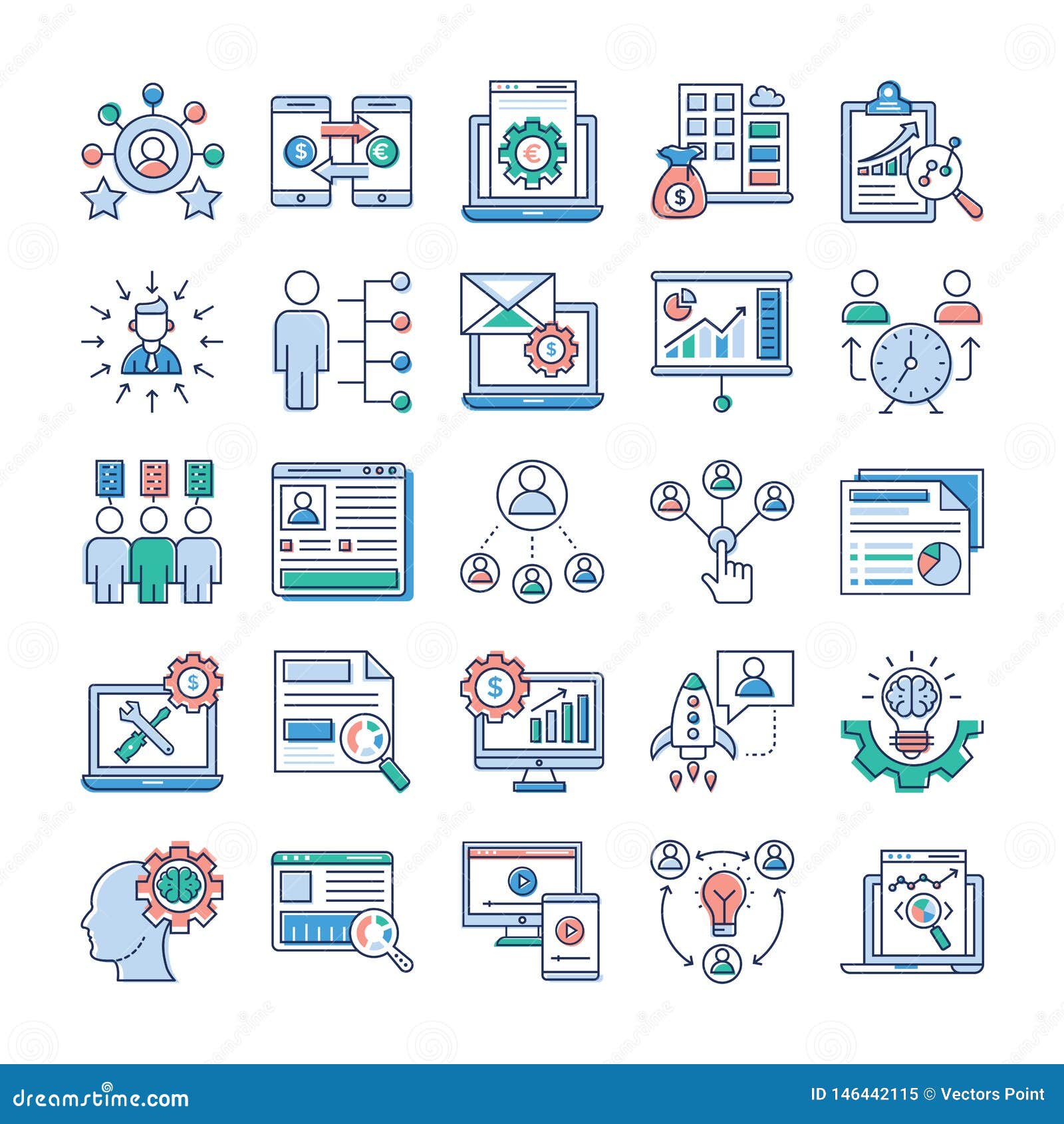 Project Management, Teamwork Flat Vectors Pack Stock Vector ...