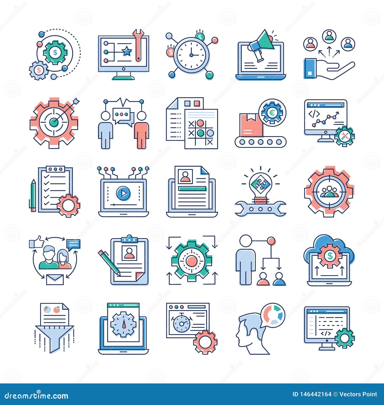 Project Management, Teamwork Flat Vectors Set Stock Vector ...