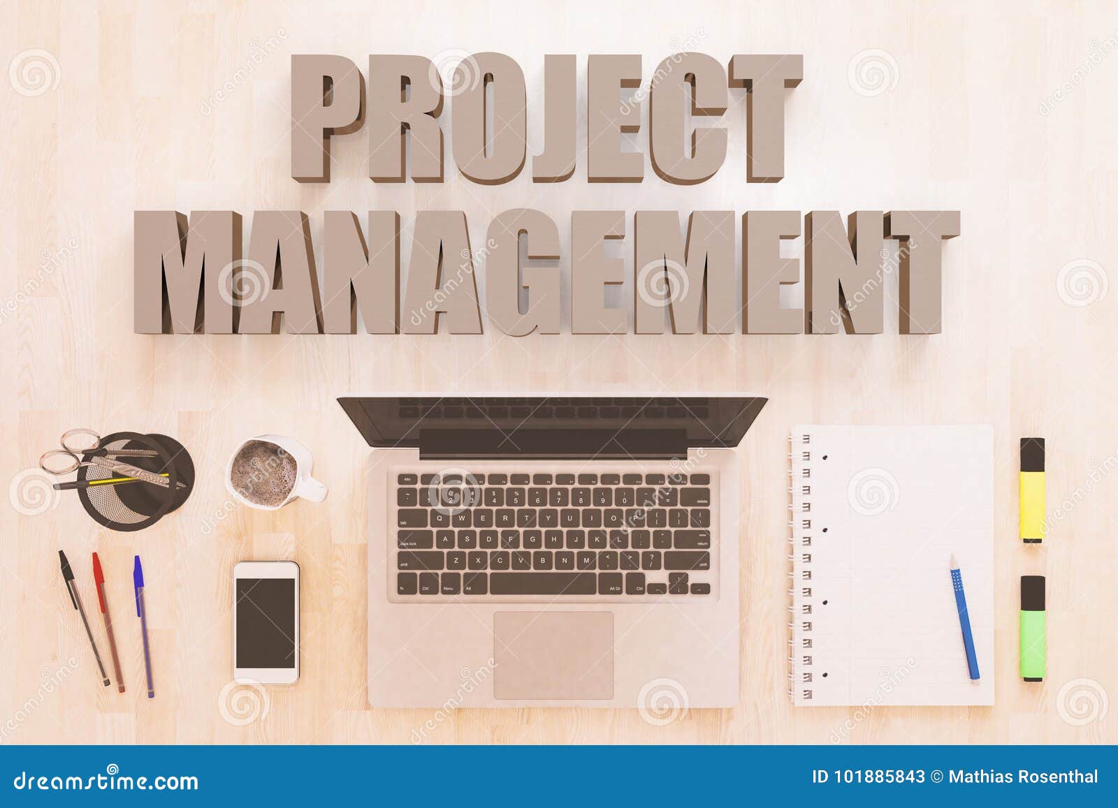 Project Management Text Concept Stock Illustration - Illustration of ...