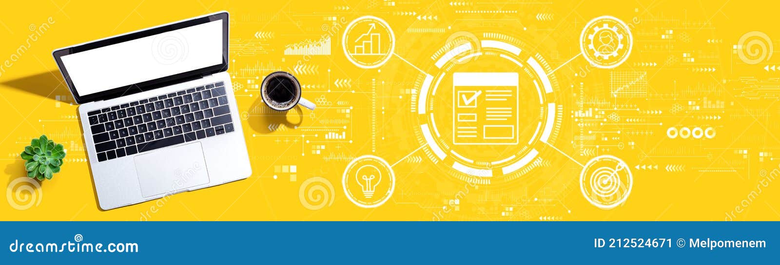 Project Management Theme with a Laptop Computer Stock Image - Image of ...