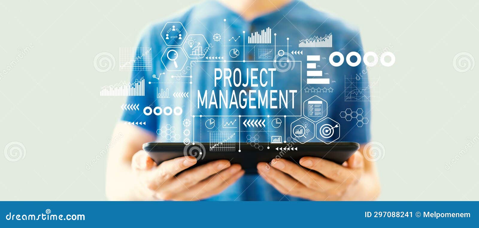 Project Management Theme with Man Using a Tablet Stock Image - Image of ...