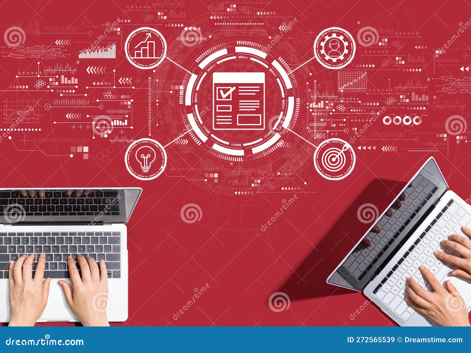 Project Management Theme with People Working Together Stock Image ...