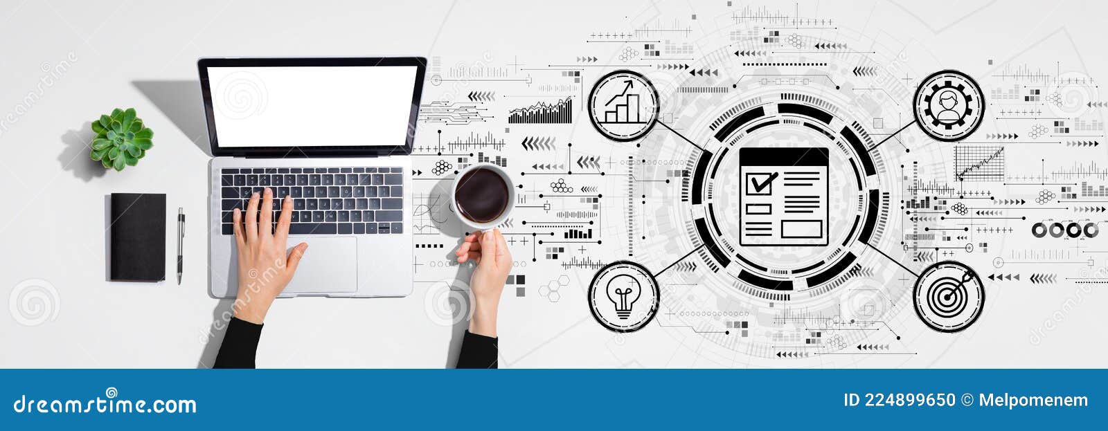 Project Management Theme with Person Using Laptop Computer Stock Photo ...