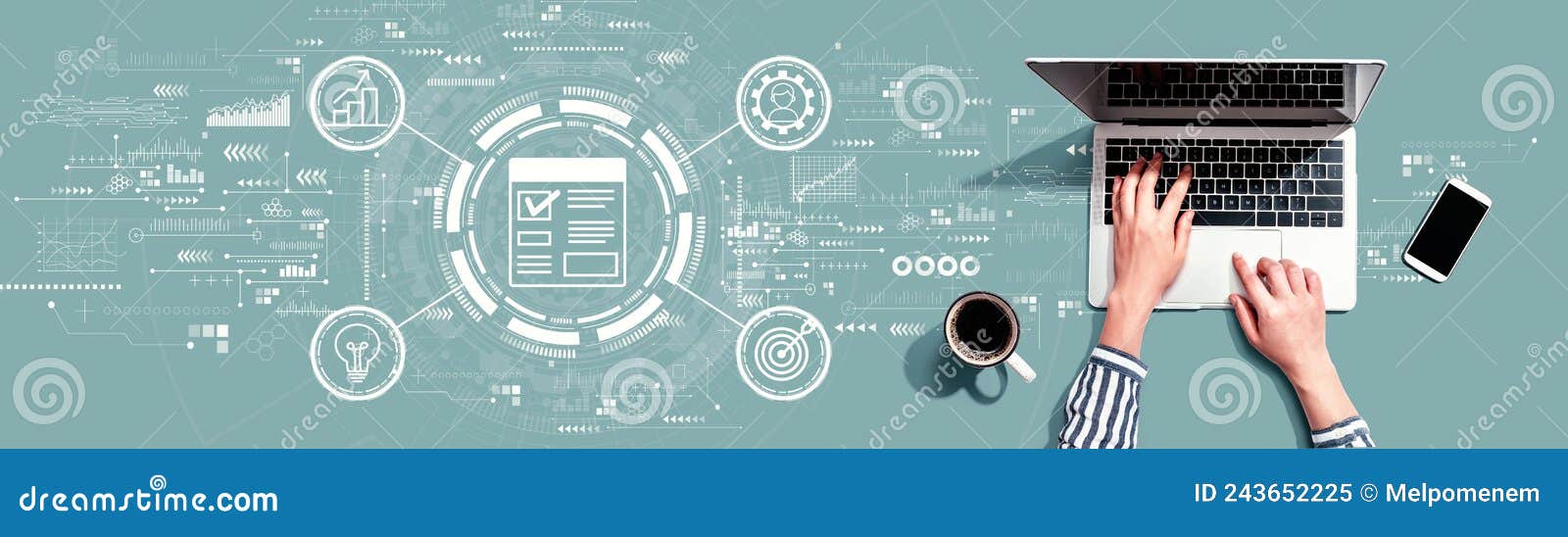 Project Management Theme with Person Using Laptop Stock Image - Image ...