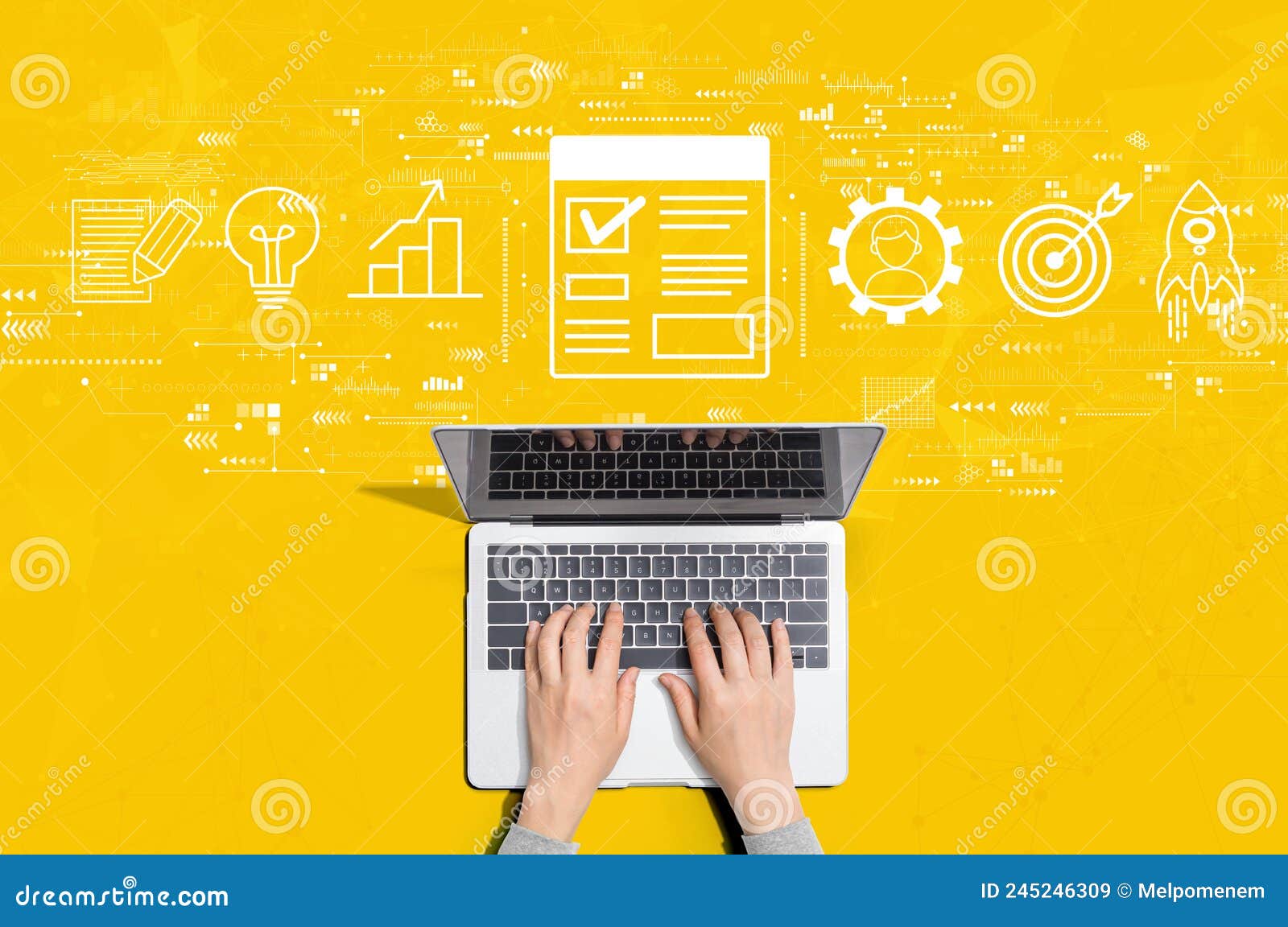 Project Management Theme with Person Using Laptop Stock Image - Image ...
