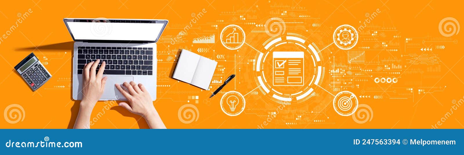 Project Management Theme with Person Using a Laptop Stock Photo - Image ...