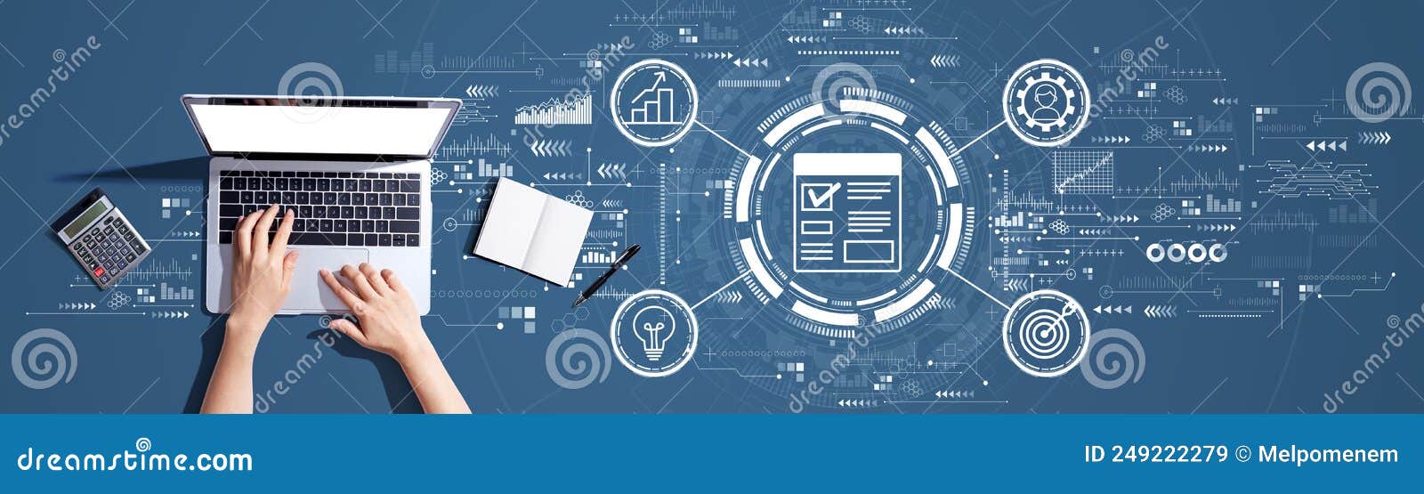 Project Management Theme with Person Using a Laptop Stock Image - Image ...