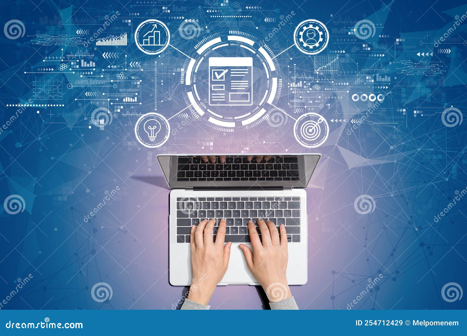 Project Management Theme with Person Using Laptop Stock Image - Image ...