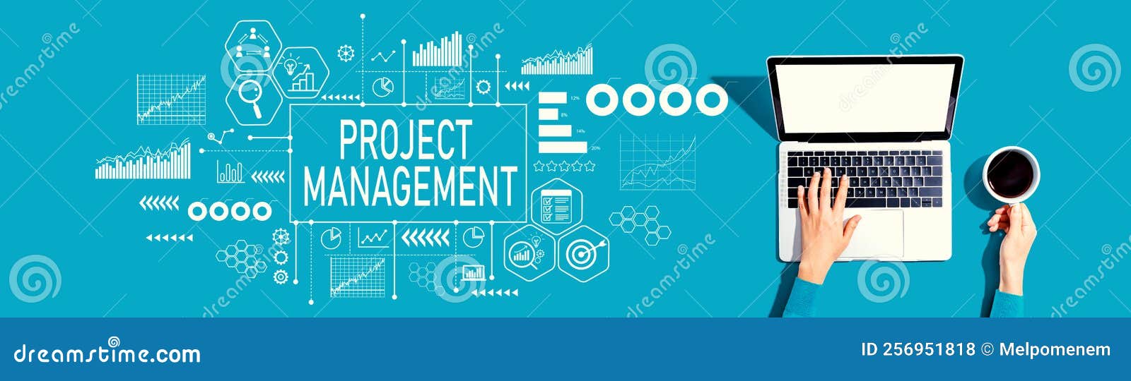 Project Management Theme with Person Using a Laptop Stock Photo - Image ...