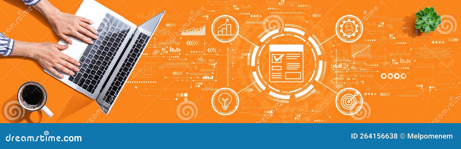 Project Management Theme with Person Using a Laptop Editorial Stock ...