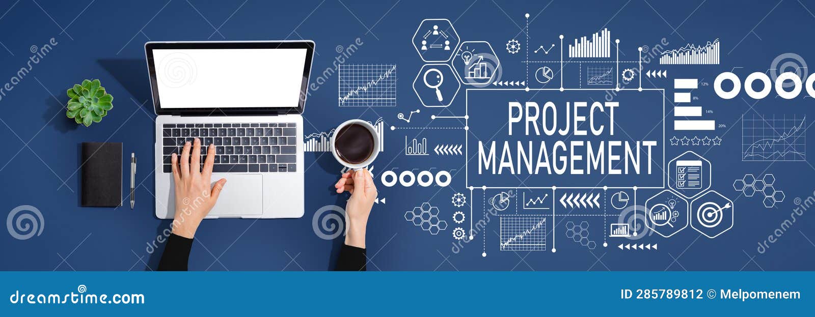 Project Management Theme with Person Using Laptop Computer Stock Photo ...