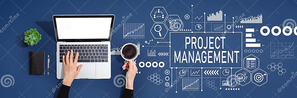 Project Management Theme with Person Using Laptop Computer Stock Photo ...