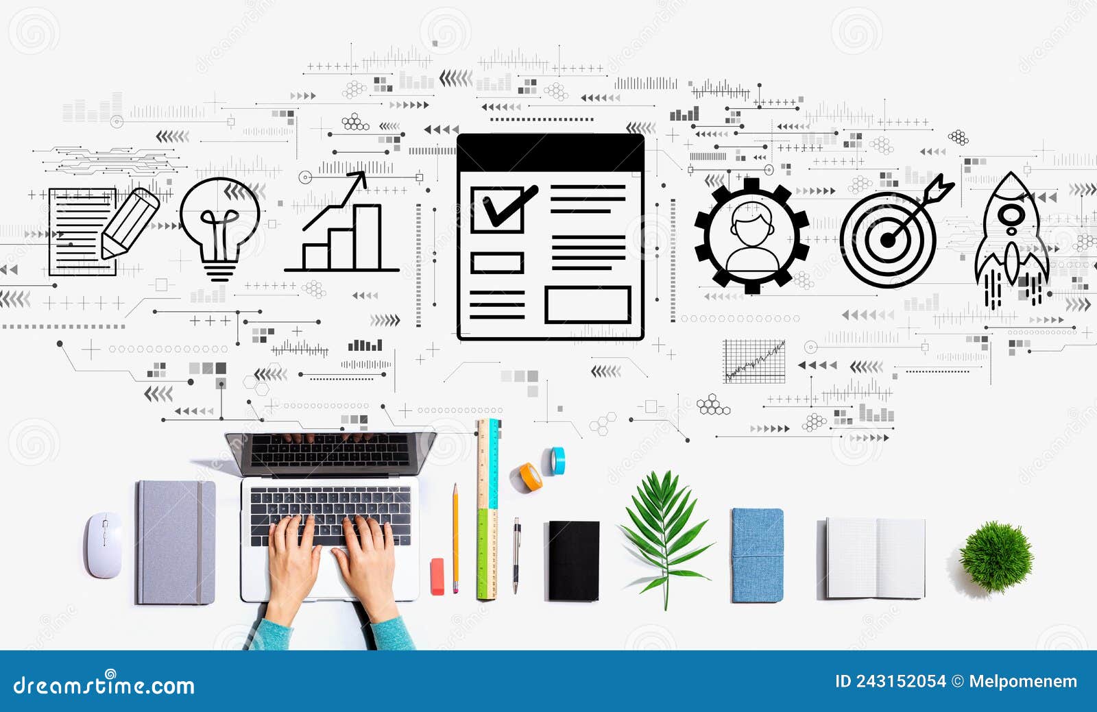 Project Management Theme with Person Using a Laptop Stock Photo - Image ...