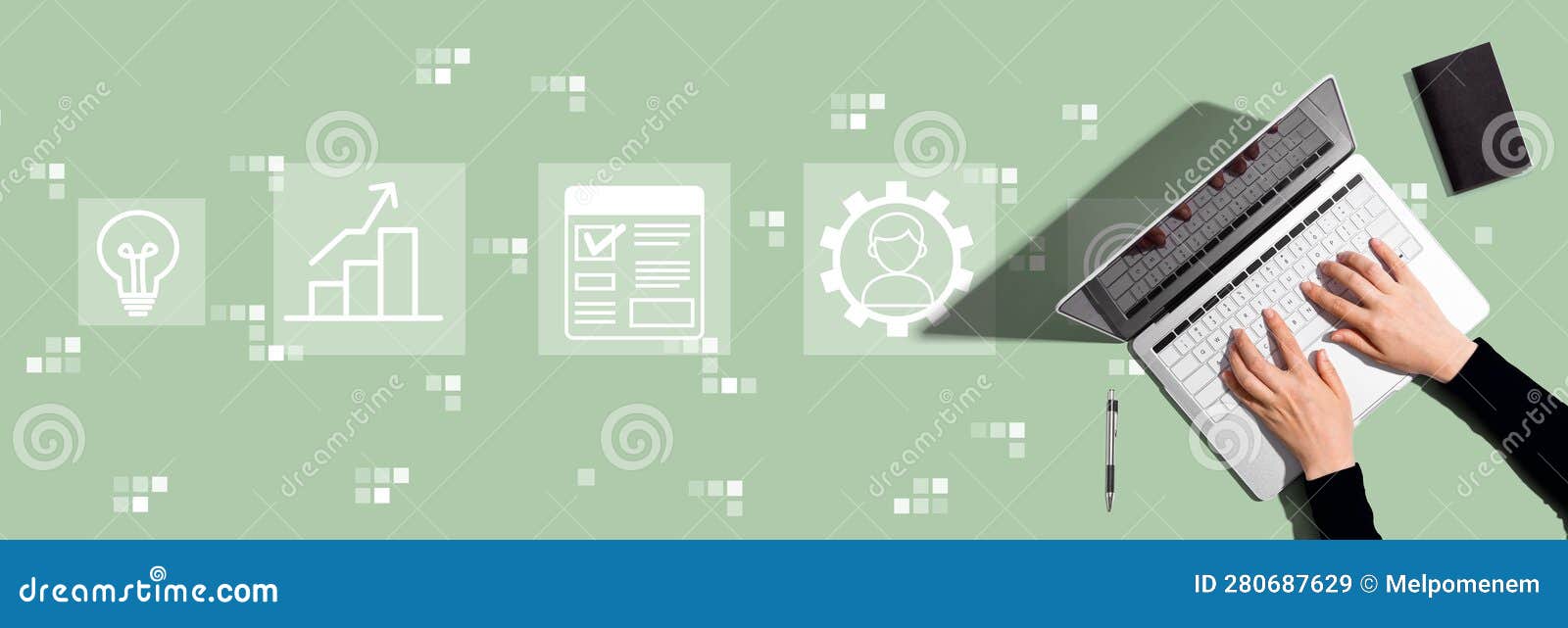 Project Management Theme with Person Using Laptop Computer Stock Image ...