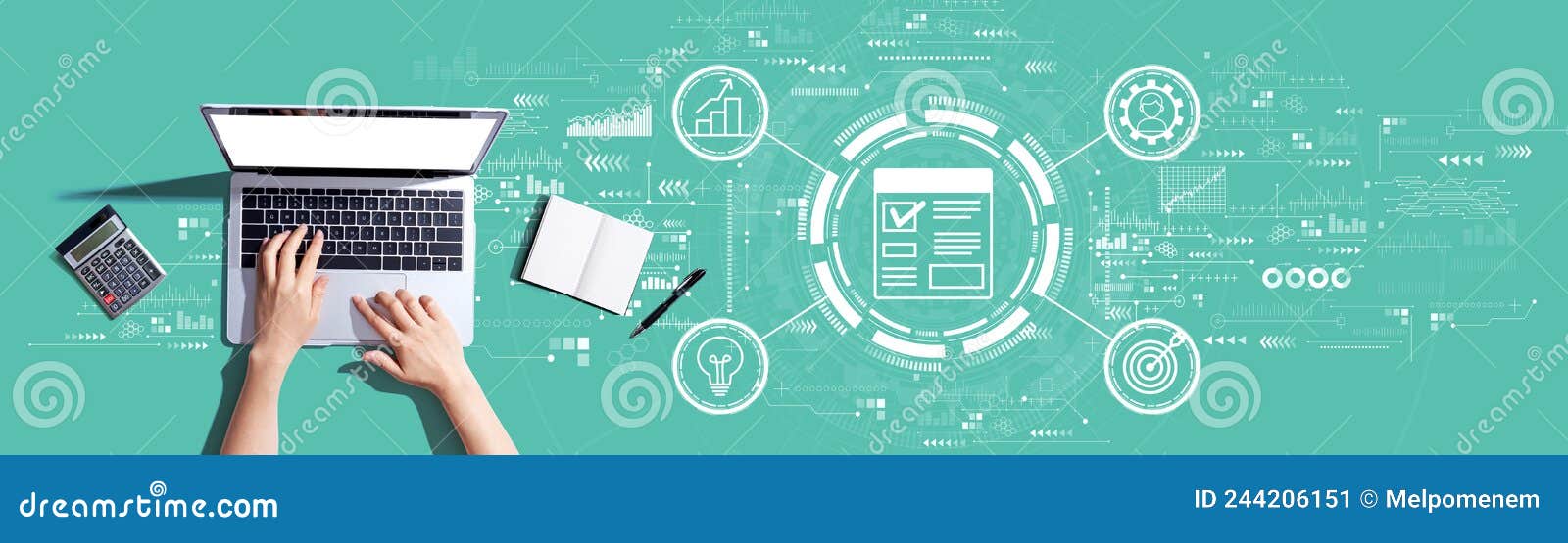 Project Management Theme with Person Using a Laptop Stock Image - Image ...