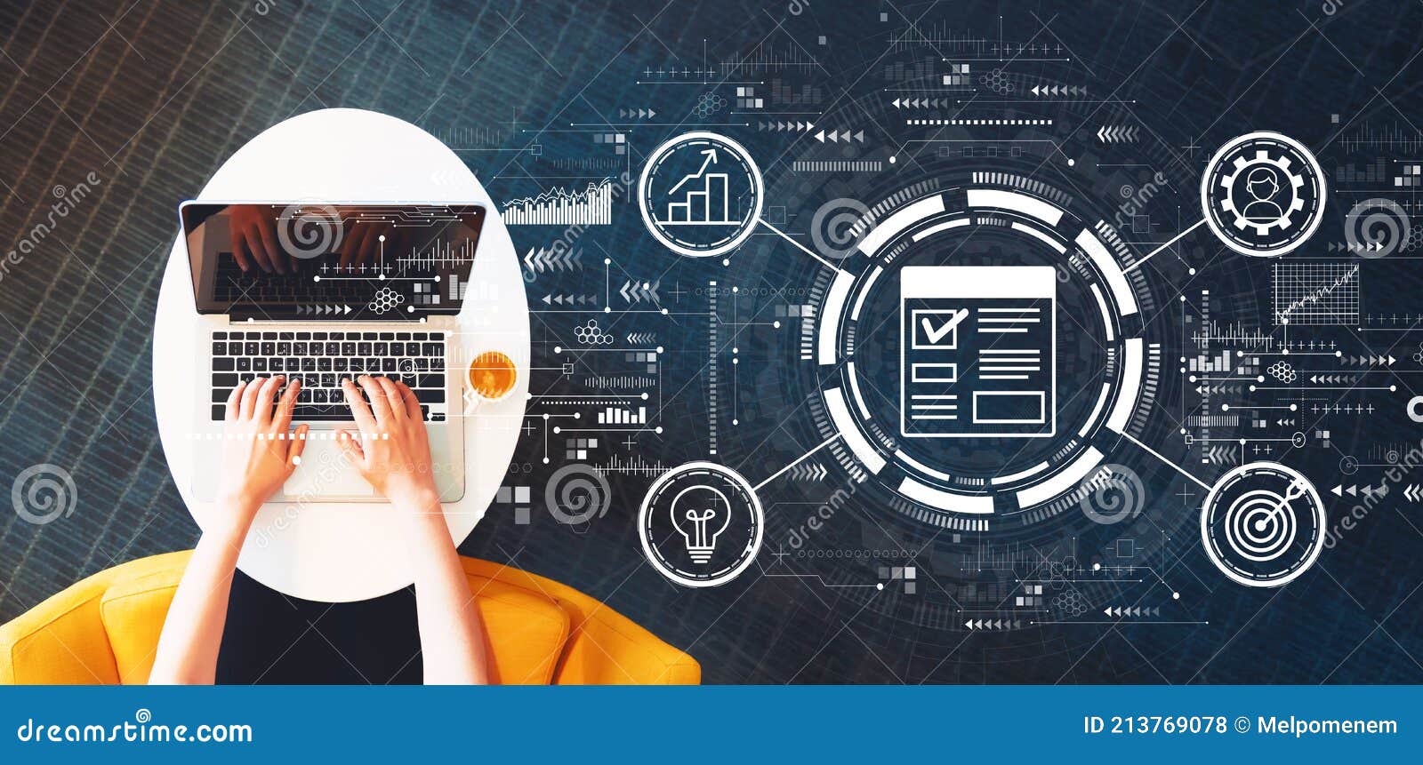 Project Management Theme with Person Using a Laptop Stock Photo - Image ...