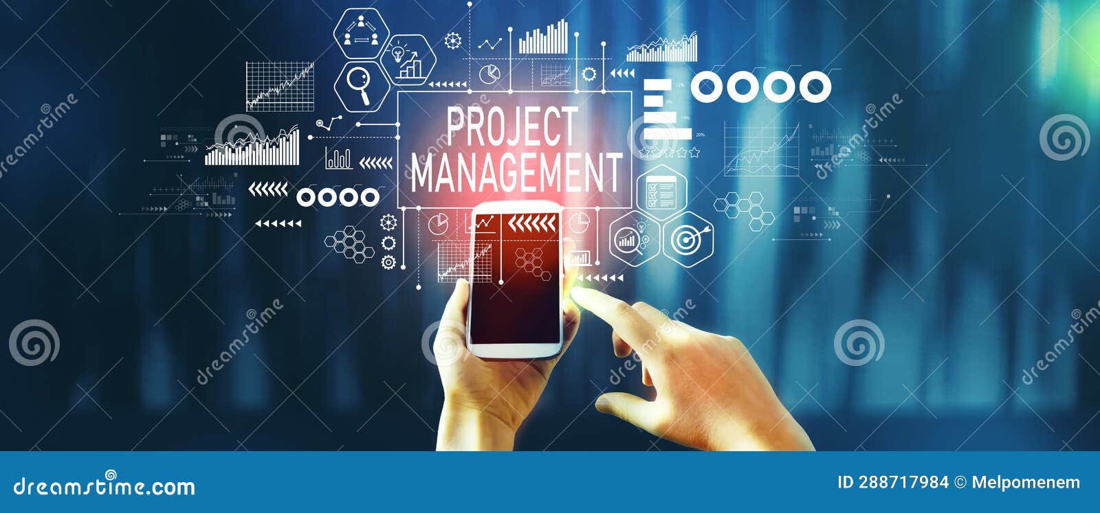Project Management Theme with Person Using Smartphone Stock Photo ...