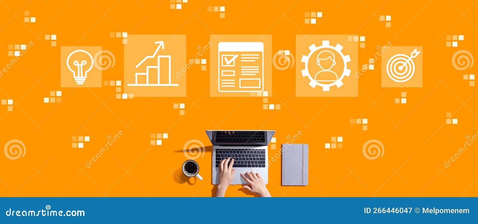 Project Management Theme with Person Working with Laptop Stock Image ...