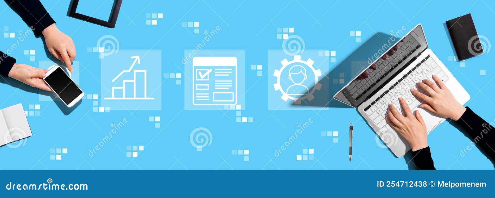 Project Management Theme with People Working Together Stock Photo ...