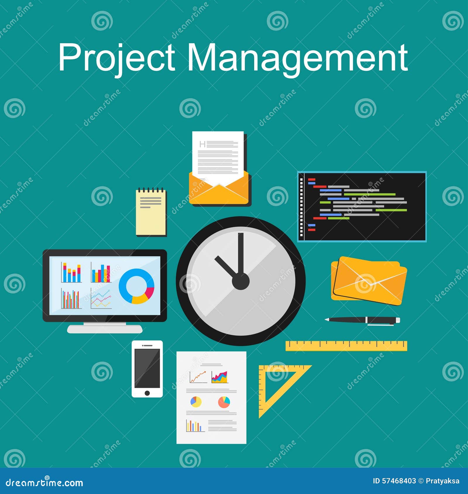 Project Management Or Time Management Illustration. Stock Vector ...