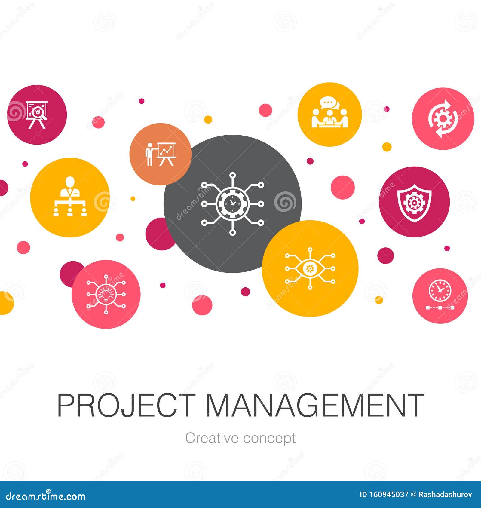 Project Management Trendy Circle Stock Vector - Illustration of timing ...