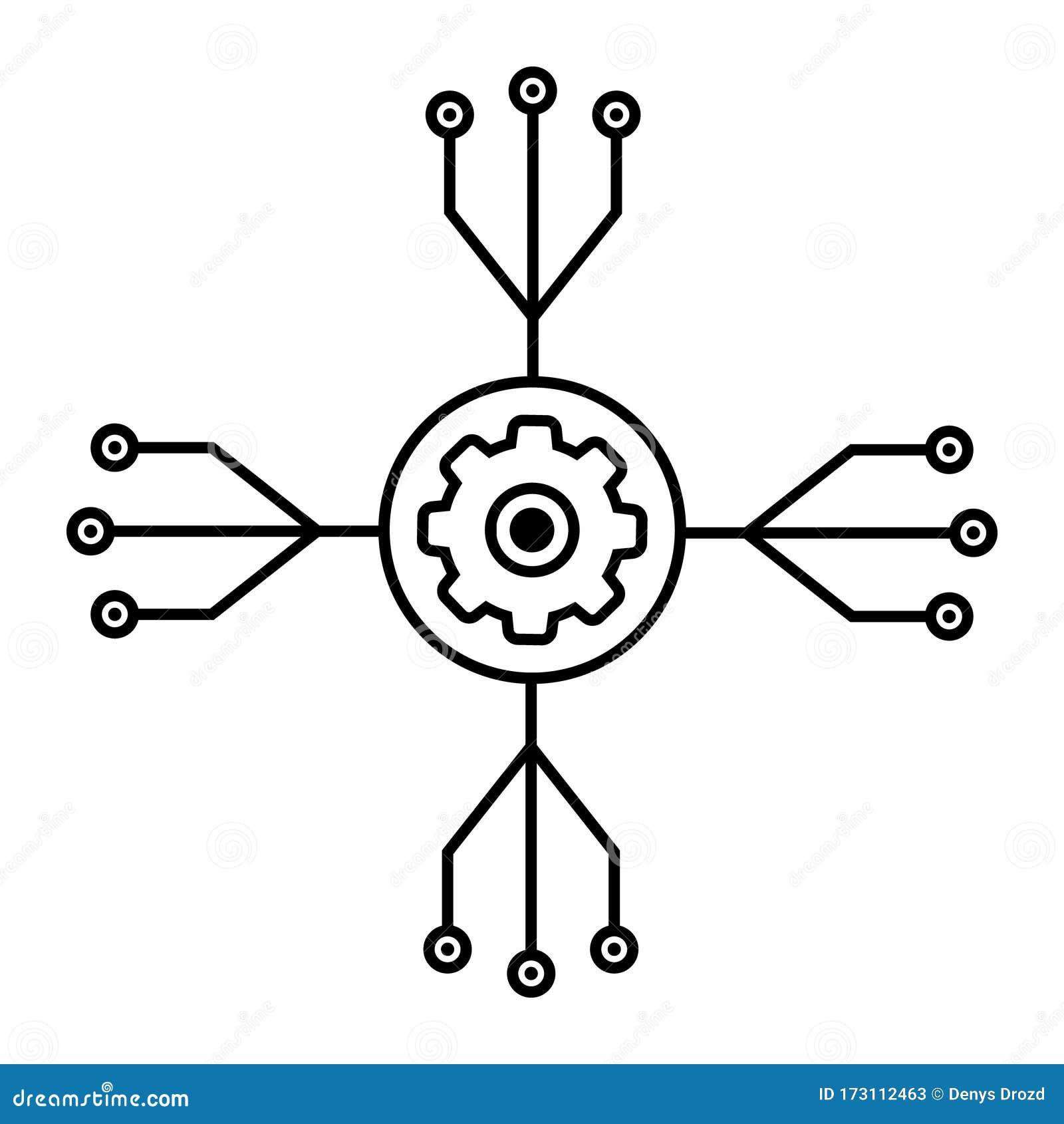 Project Management Vector Icon. Hub and Spokes and Gear Solid ...