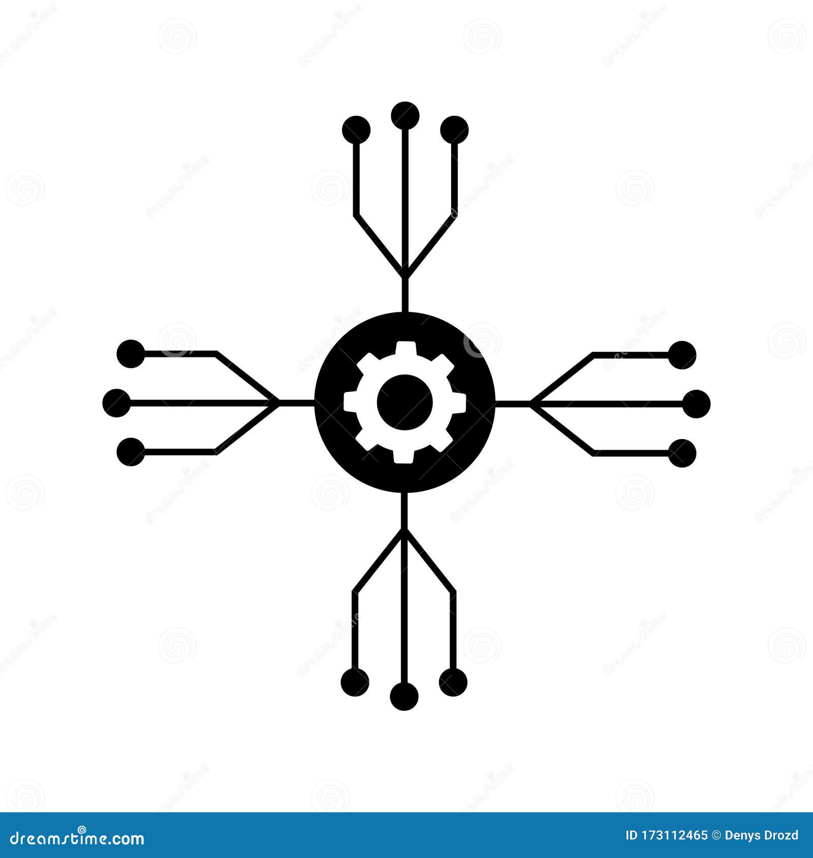 Project Management Vector Icon. Hub and Spokes and Gear Solid ...