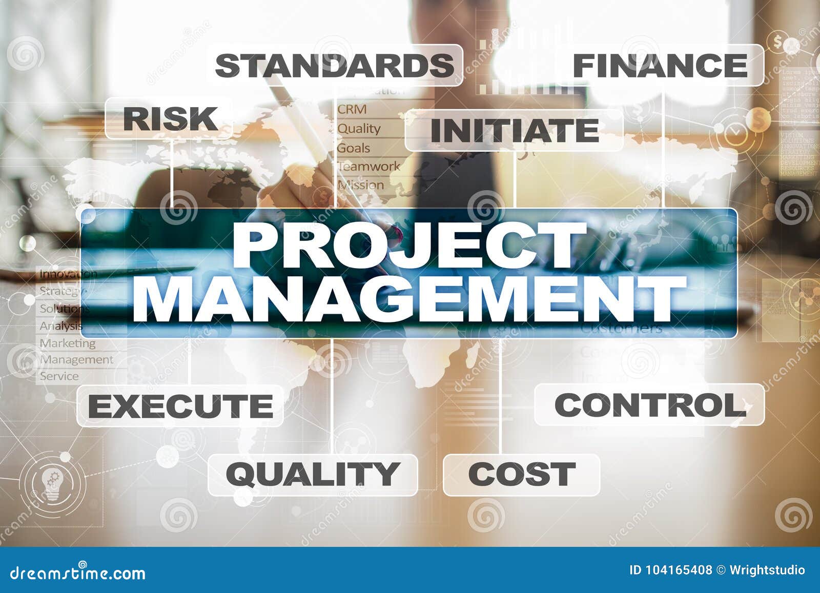 Project Management on the Virtual Screen. Business Concept Stock Photo ...