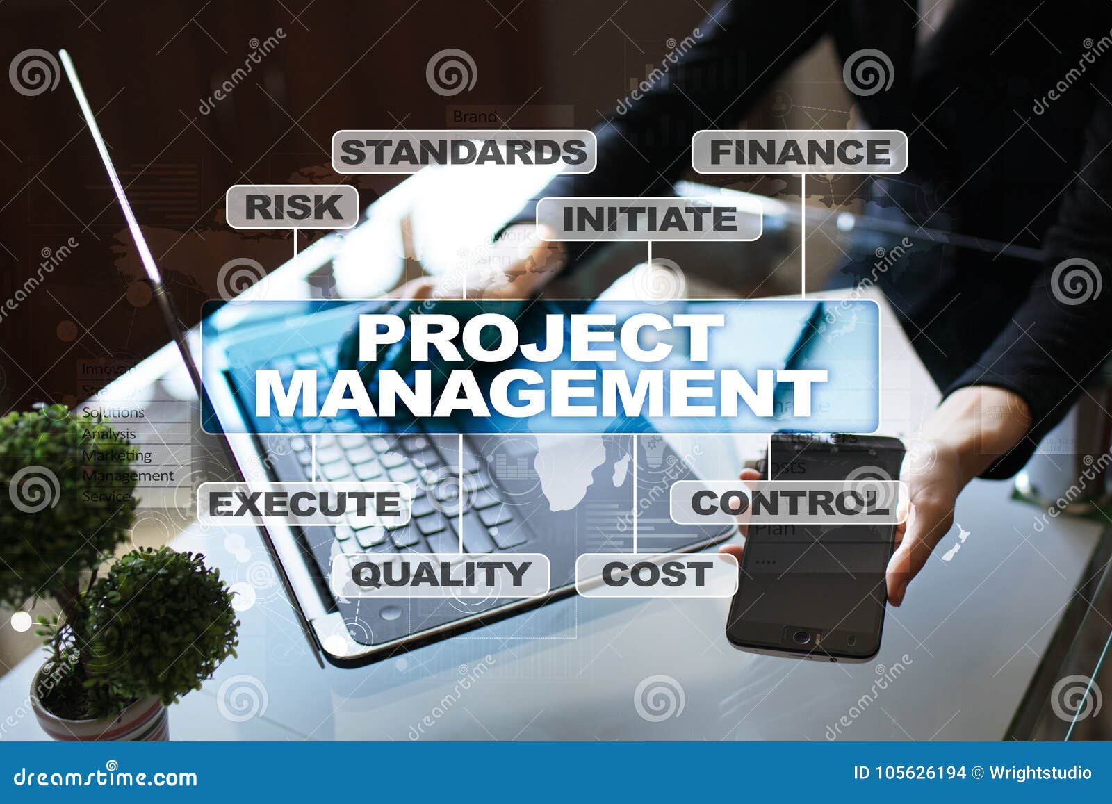 Project Management on the Virtual Screen. Business Concept. Stock Photo ...