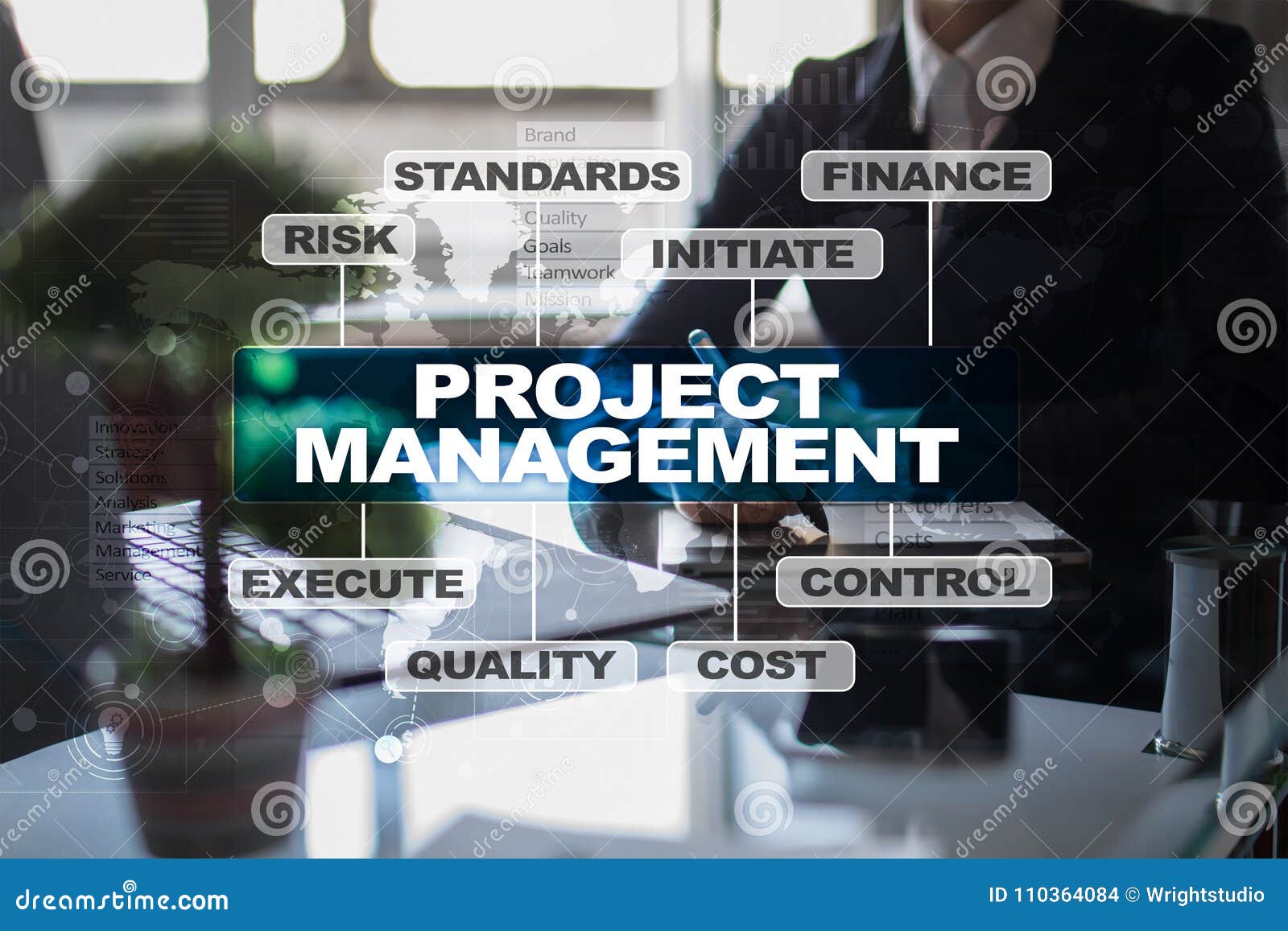 Project Management on the Virtual Screen. Business Concept. Stock Photo ...