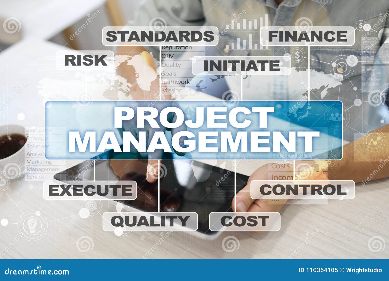 Project Management on the Virtual Screen. Business Concept. Stock Image ...