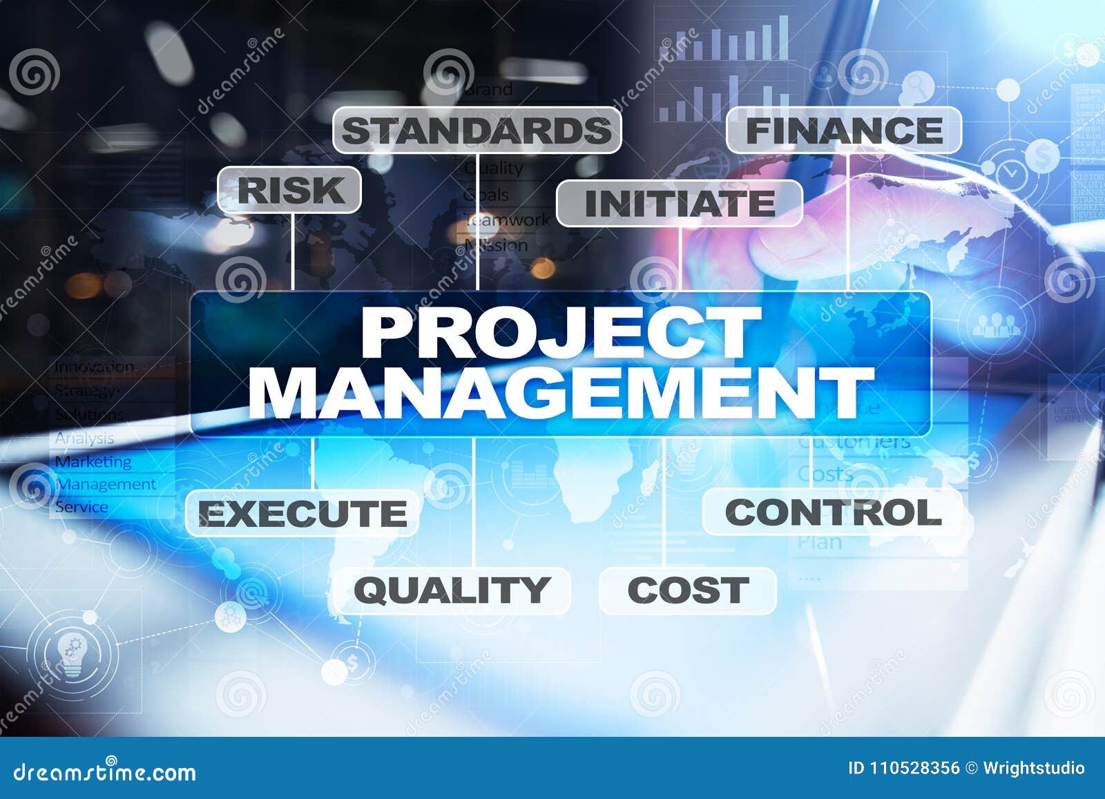 Project Management on the Virtual Screen. Business Concept. Stock Photo ...