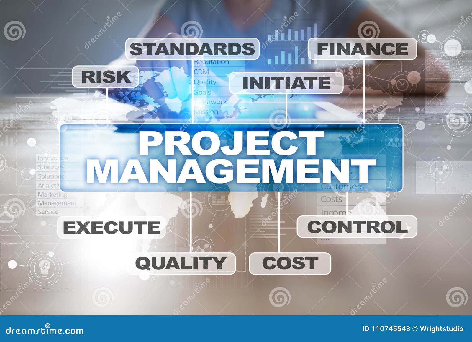 Project Management on the Virtual Screen. Business Concept. Stock Photo ...