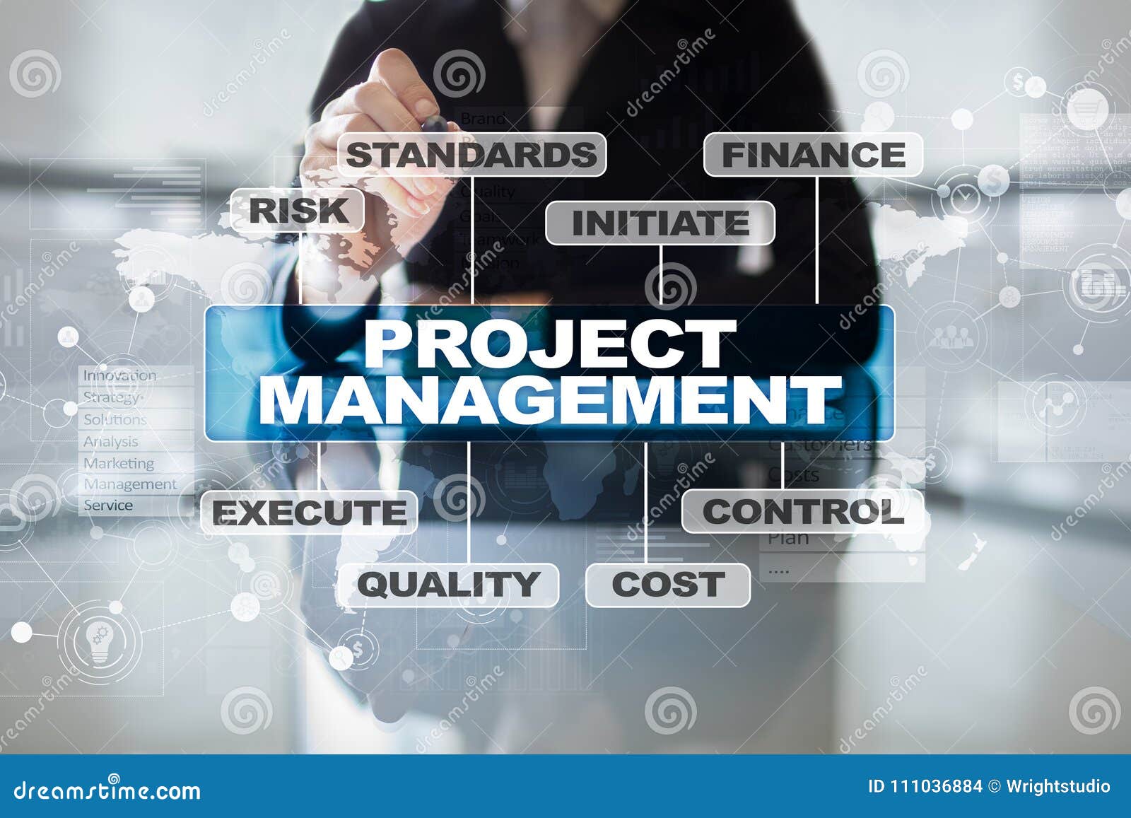 Project Management on the Virtual Screen. Business Concept. Stock Photo ...