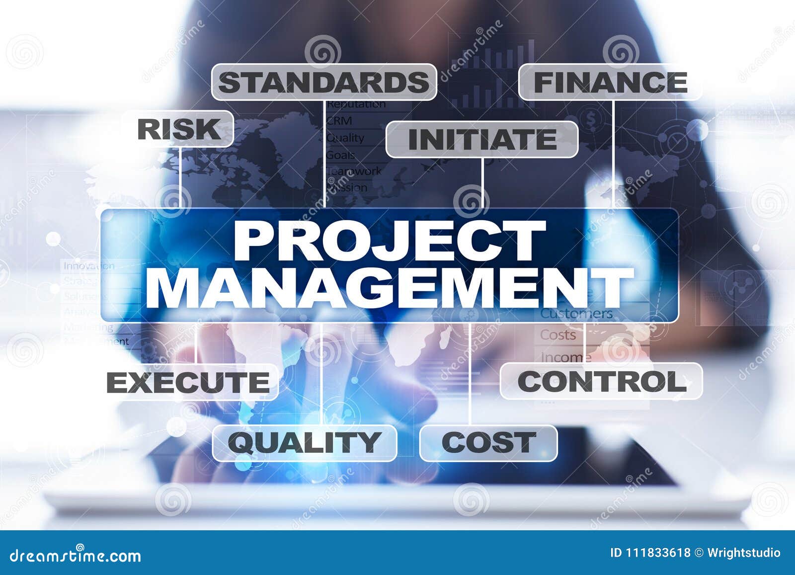 Project Management on the Virtual Screen. Business Concept. Stock Photo ...