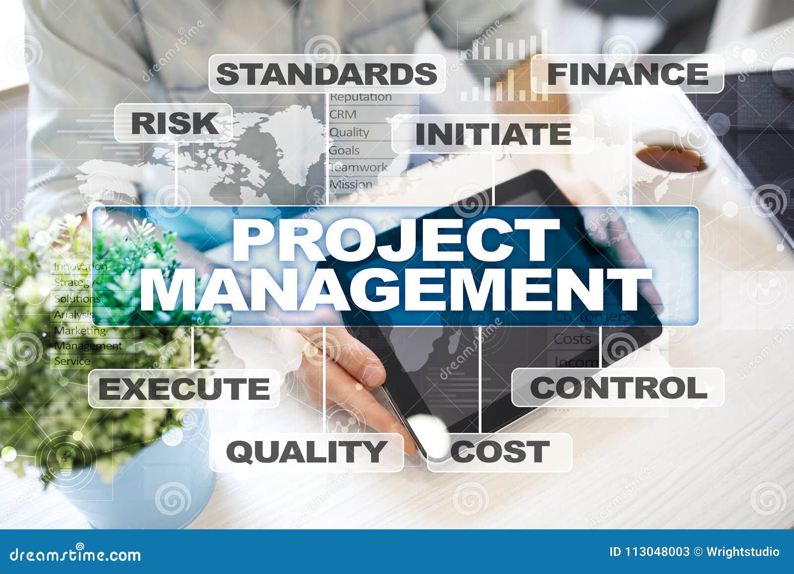 Project Management on the Virtual Screen. Business Concept. Stock Image ...