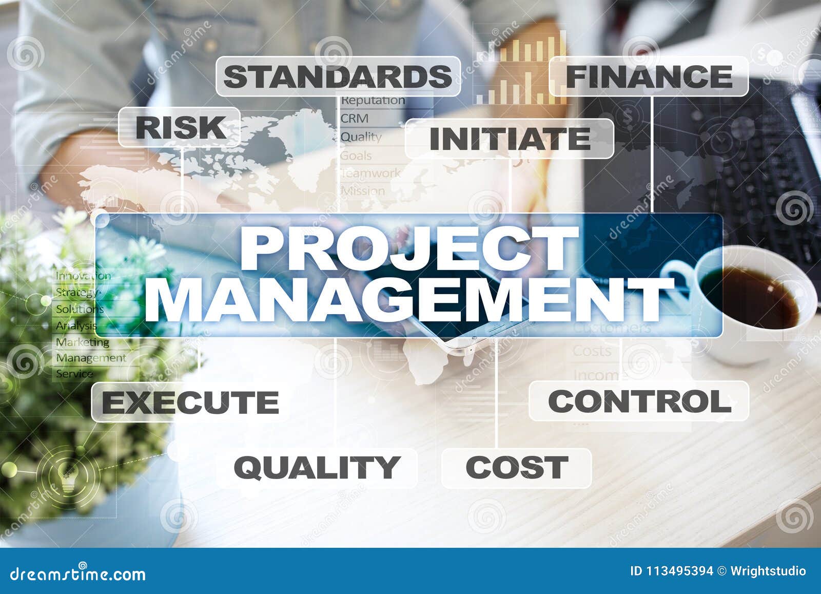 Project Management on the Virtual Screen. Business Concept. Stock Photo ...