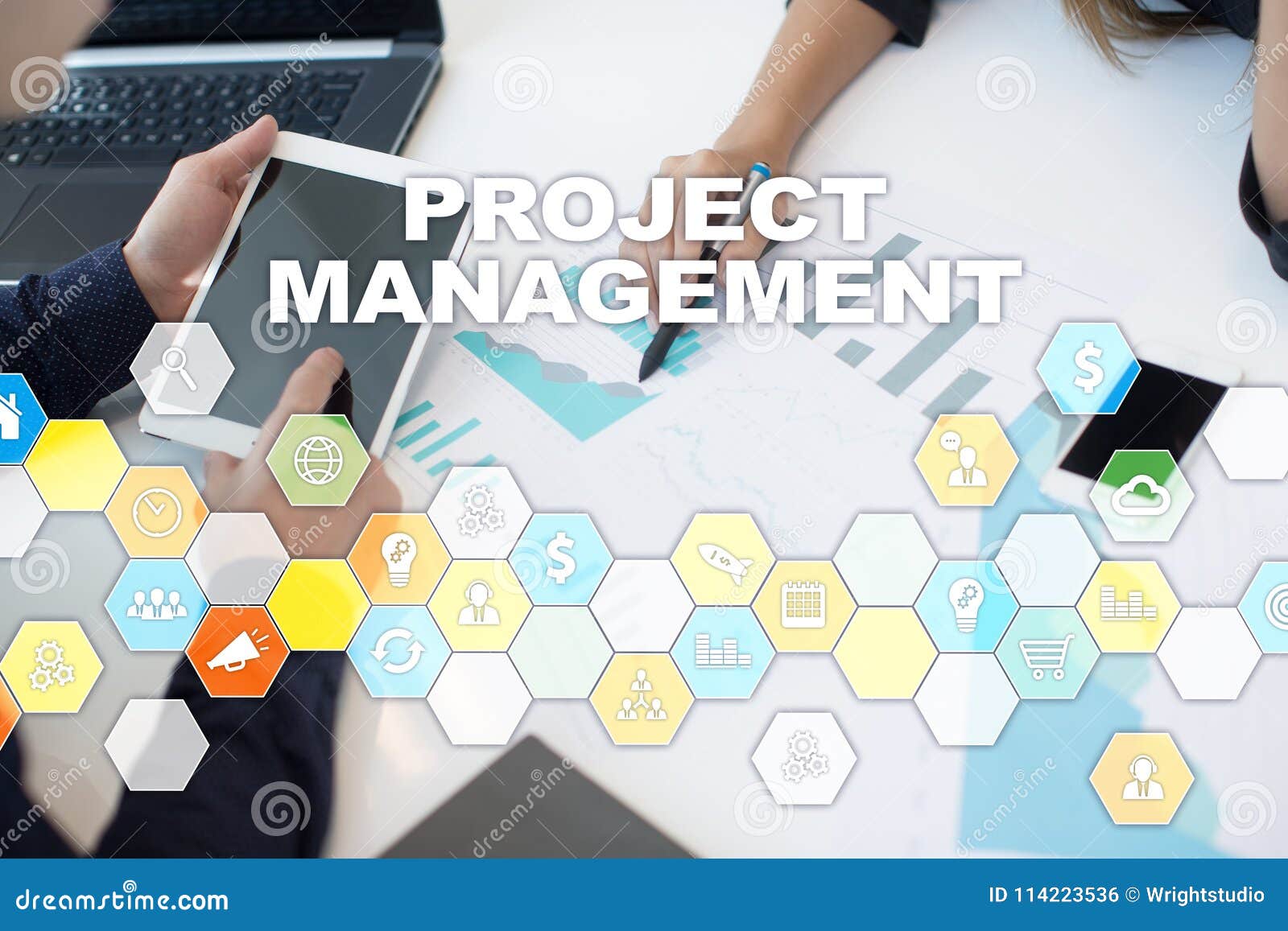 Project Management on the Virtual Screen. Business Concept. Stock Photo ...