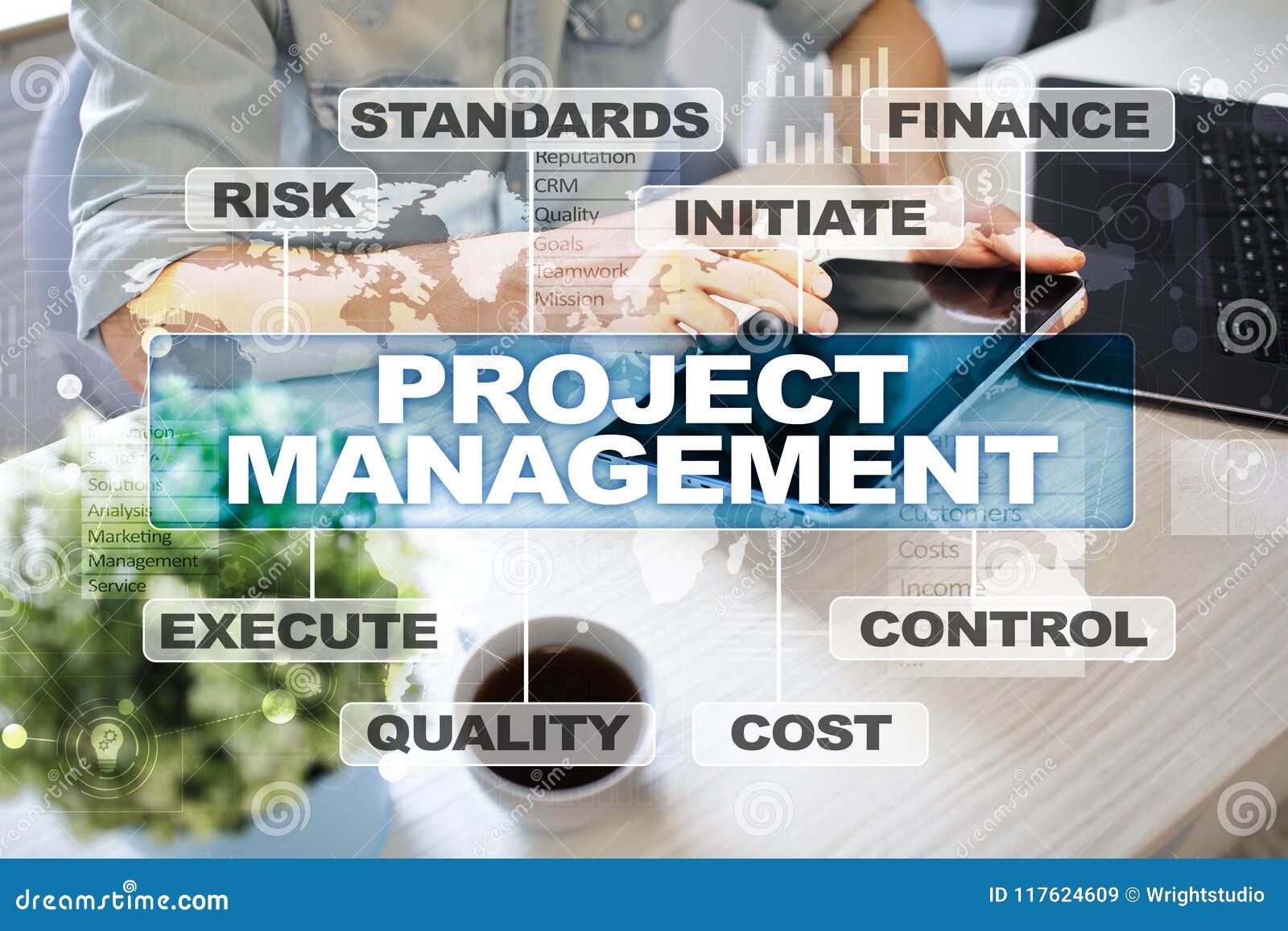 Project Management on the Virtual Screen. Business Concept. Stock Image ...