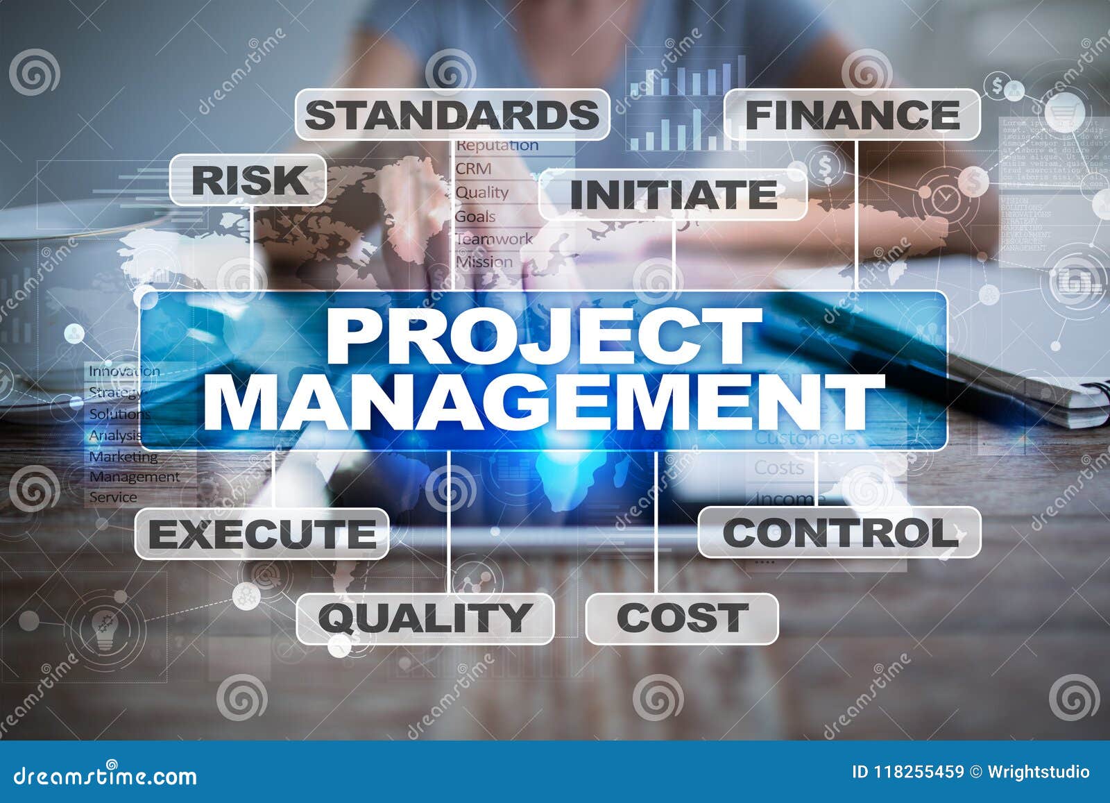 Project Management on the Virtual Screen. Business Concept. Stock Image ...