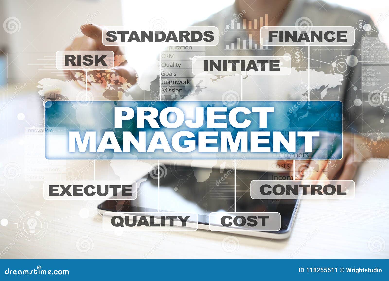 Project Management on the Virtual Screen. Business Concept. Stock Image ...
